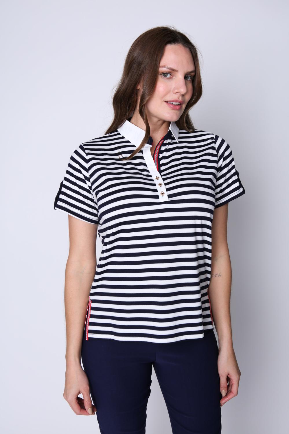 Polera Carmen Azul Marino/ Blanco Woman – Eclipse Chile